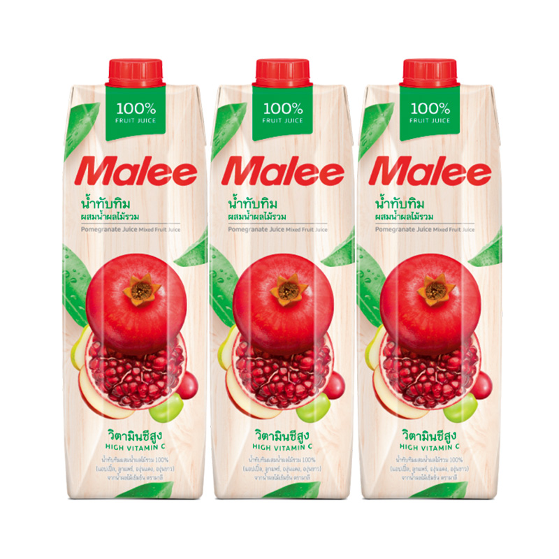 Makroclick | Malee 100% Pomegranate Mixed Fruit 1000 ml x 3 pcs